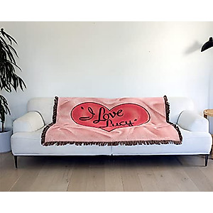 LOGOVISION I Love Lucy Blanket, 50"x60" 3D Logo Woven Tapestry Cotton Blend Fringed Throw