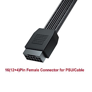 JOYJOM PCI-e 5.0 12VHPWR 16 Pin Right Angle Adapter Female to Male Extension Cable, 16AWG 600W 12VHPWR 90 Degree Adapter for Graphic Card GPU 12+4pin RTX 3090Ti 4070Ti 4080 4090 (Type B)