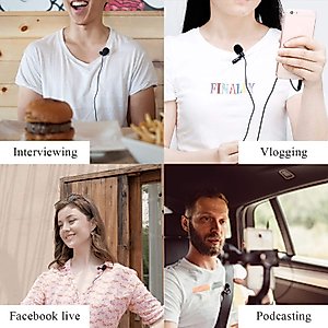 Boya by-M1 PRO Professional Lavalier Lapel Microphone Noise Reduction Omnidirectional Mic with Clip for YouTube Interview Broadcast Content Creation Compatible for Smartphone&DSLR Camera (6M)