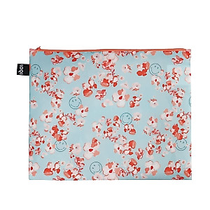 LOQI Artist Smiley Zip Pockets, Set of 3, Blossom & Geometric