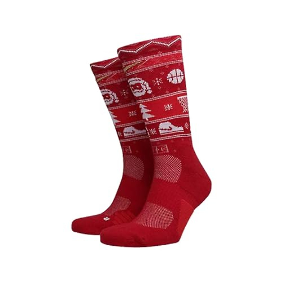 Nike Elite Basketball Christmas Socks Large (Fits Men Size 8-12) Red, White SX7866-687