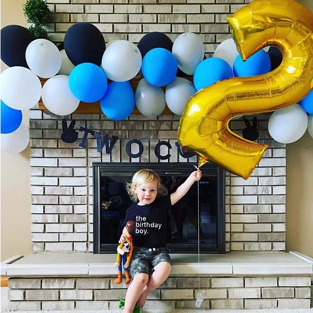 Viworld The Birthday Boy Clothes Baby Boy Short Sleeve Letter Print Shirt Denim Short Pants Cake Smash Outfit Set (Black, 12-18 Months)