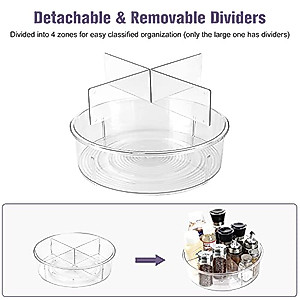 Puricon 2 Pack Clear Lazy Susan Turntable Organizer Bundle with 2 Pack Under Sink Organizers and Storage 2-Tier Double Sliding Pull-Out Drawer