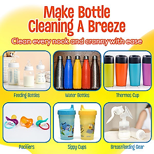 HOMEIFY Electric Bottle Brush Cleaner with Drying Rack - USB Rechargeable Bottle Cleaner Kit with Interchangeable Silicone Brush Heads for Pacifiers,