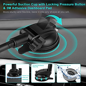 Car Dashboard Windshield Tablet Mount, 13" Long Arm Gooseneck, 360° Flexible Window Suction Cup Holder for Truck SUV, for iPad Pro 12.9/11/10.5/9.7/Air/Mini 6 5 4, Samsung Galaxy, 4.7"-12.9" Tab&Phone
