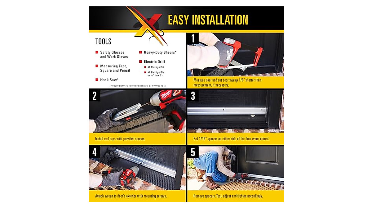 Xcluder 48" Rodent Proof Door Sweep - Easy Installation