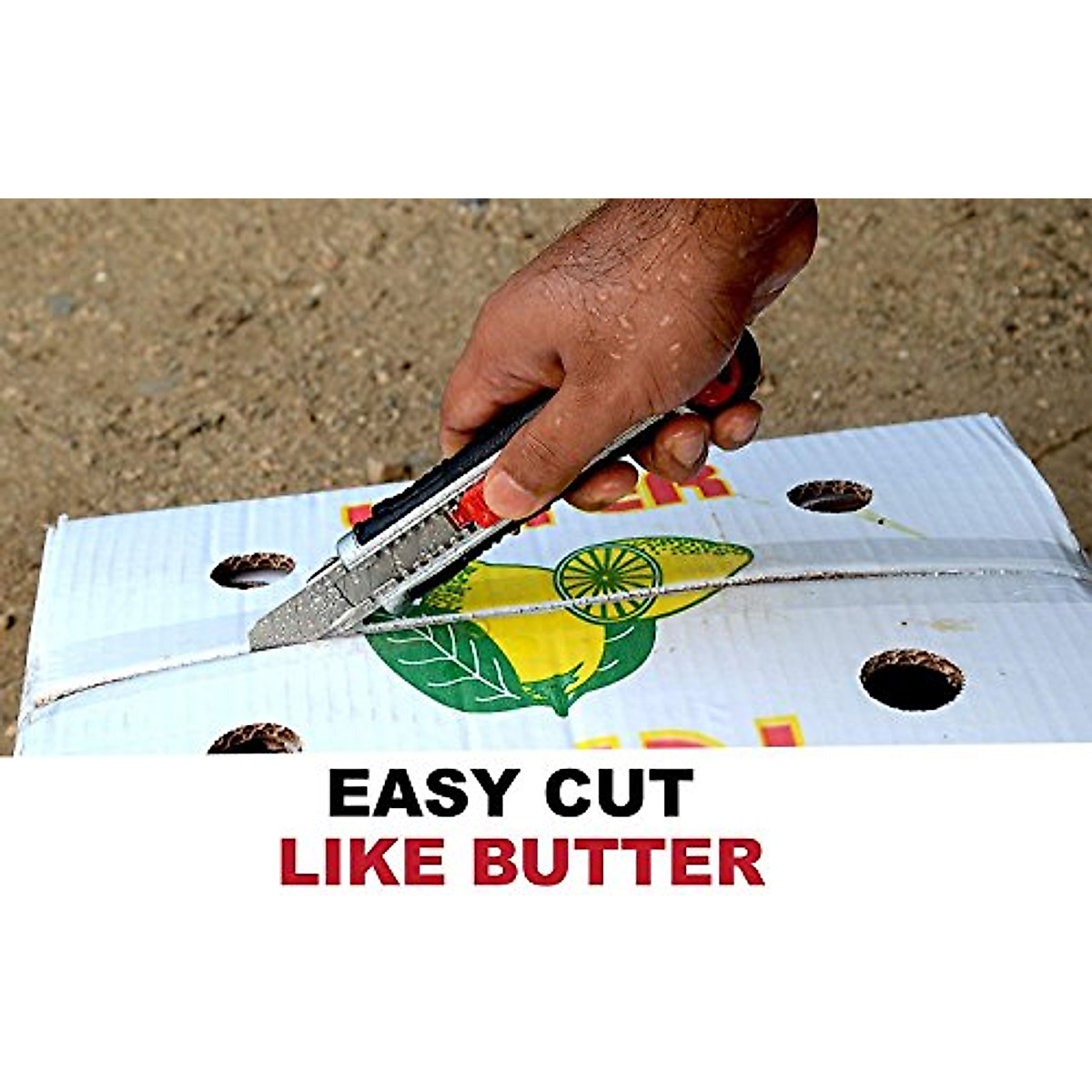 Kutir Box Cutter Utility Knife Replacement Blades (Pack of 10) - Heavy Duty SK2 Metal 18mm Snap-Off Blade - For Retractable Utility Knives - Stays Sharp 3X Long - Suitable for Cardboard, Carpet, Rope