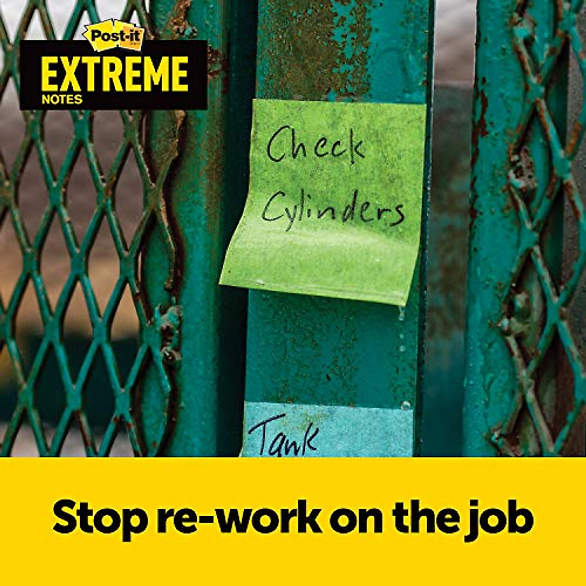 Post-it Extreme Notes, Works outdoors, Removes cleanly, 100X the holding power, Green, Orange, Yellow, 3 in x 3 in, 3 Pads/Pack, 45 Sheets/Pad (EXTRM33-3TRYMX)