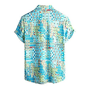 VATPAVE Mens Casual Hawaiian Shirts Short Sleeve Button Down Beach Shirts Tropical Floral Shirts X-Large Sky Blue