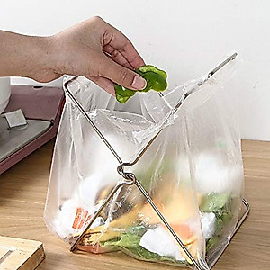 Yosoo123 Kitchen Rack Stainless Steel Foldable Garbage Bag Rack Stand Trash Bag Rack Holder Kitchen Utensils