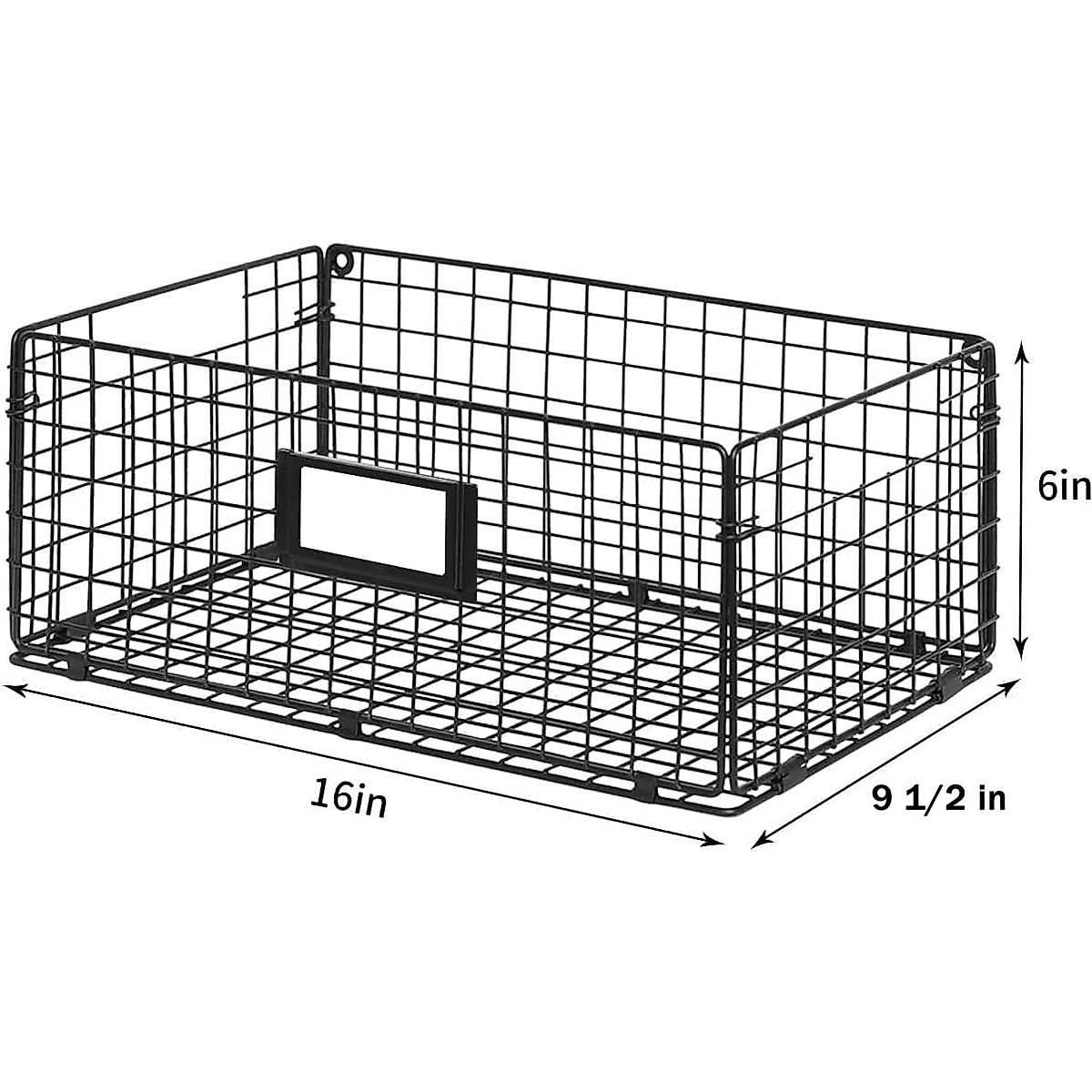 X-cosrack Foldable Cabinet Wall Mount Metal Wire Basket Organizer Pantry Basket with Handles - 3 Pack -16" x 9 1/2" X 6", Food Storage Mesh Bin for Kitchen Bathroom Laundry Closet Garage Patent Design