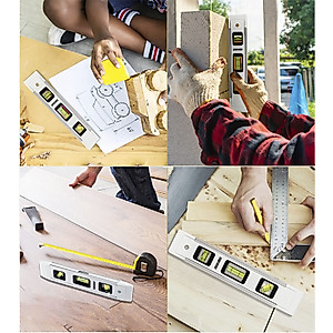 DOWELL Magnetic Torpedo Level Mini Bubble Level Box Spirit Level Alloy Frame 180/90/45 Degree 9-Inch (1, White)