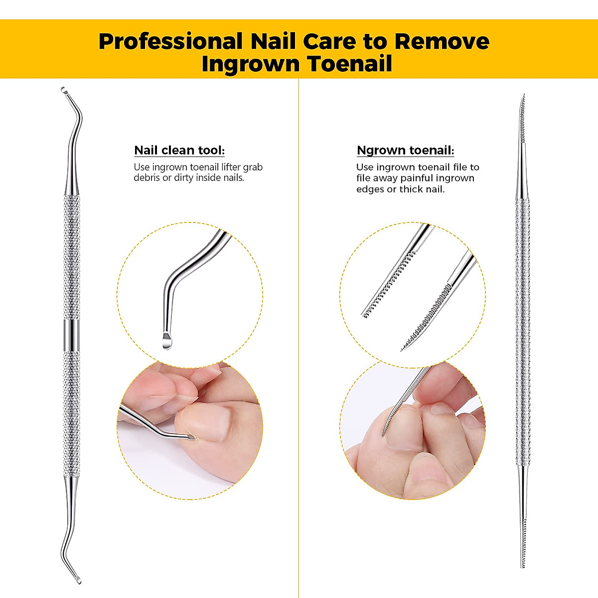 CozyCom Toenail Clippers for Thick Nails, Nail Clipper Set Long Handle Toe Nail Clippers, Ingrown Toenail Tool Fingernail Clippers for Seniors Men Women Adult