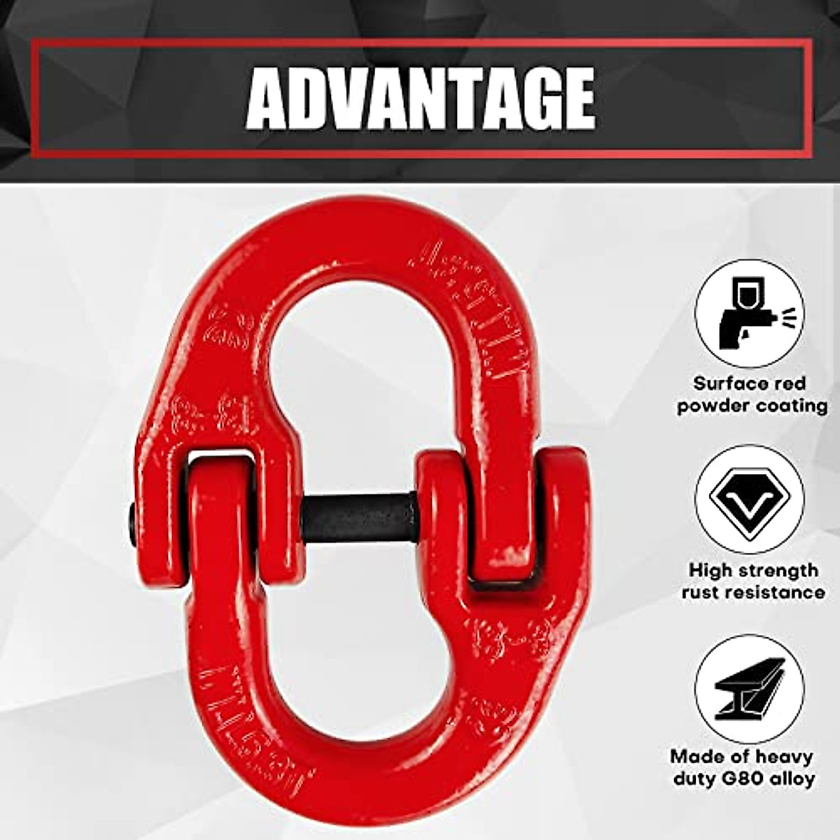VIAGL 2 Pcs Safety G80 Hammerlock Coupling Link, Heavy Duty Alloy Steel Connecting Link 1/2 Inch Tow Hitch Hammer Lock Chain Connector, 12000 lbs Working Load Limit
