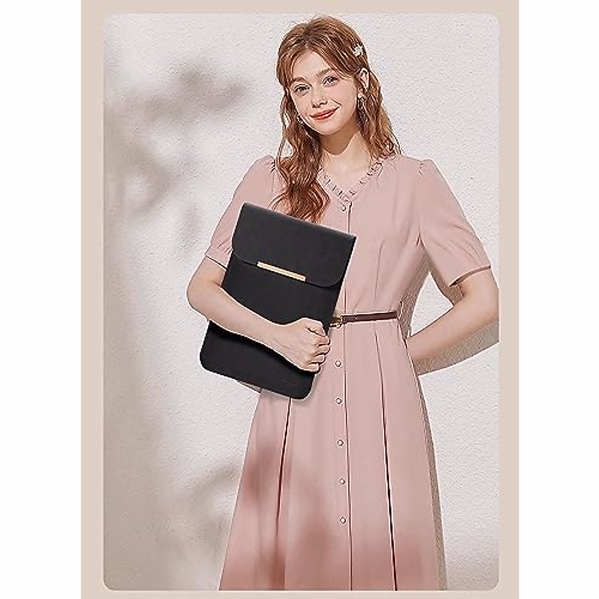 KALIDI 13.3-14 inch Laptop Sleeve Case Faux Suede Leather for 13.3 13.5 13.6 14 inches MacBook Air Pro Retina 13"-14" Surface Pro with Pouch