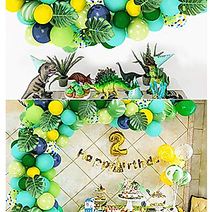 Amandir 152Pcs Jungle Safari Theme Party Supplies, Dinosaur Balloons Garland Arch Kit Confetti Green Balloons for Boys Kids Birthday Baby Shower Decorations