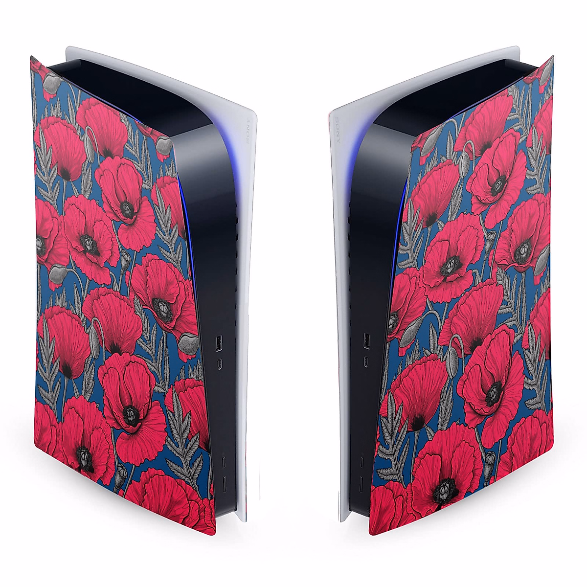 Head Case Designs Officially Licensed Katerina Kirilova Night Poppy Garden Patterns Vinyl Faceplate Sticker Gaming Skin Decal Cover Compatible With Sony PlayStation 5 PS5 Digital Edition Console