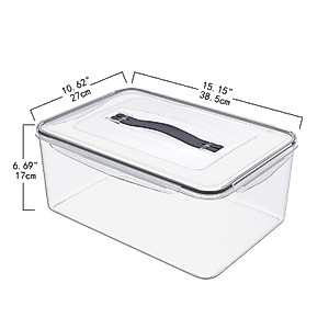 Drephia 6 Pack 15 L/63Cup Large Airtight Food Storage Containers with lid, Plastic Kitchen Fridge Pantry Organizers for Bread, Pet Food, Dry Food, Proof Dough, BPA Free