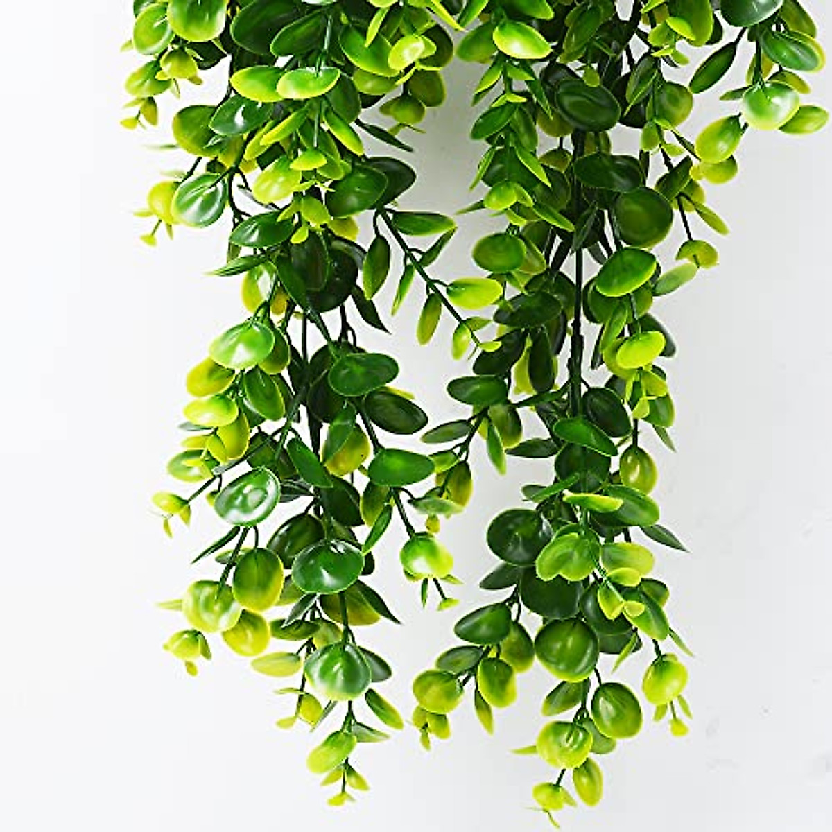 2pcs Artificial Hanging Plants Fake Hanging Plant Faux Eucalyptus Leaf Greenery Vine Outdoor UV Resistant Plastic Plants