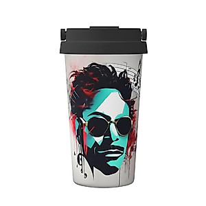 WANGXUEE Music Note Print 500ml Stainless Steel Travel Tumbler Double Wall Vacuum Insulated Coffee Mug