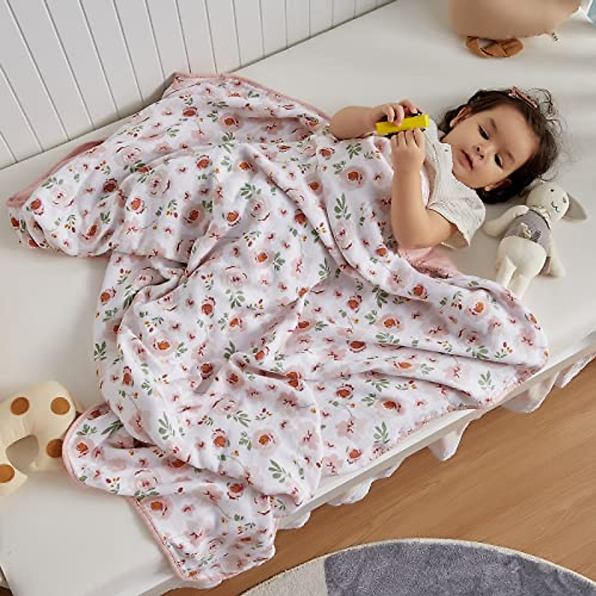 DaysU 6-Ply Muslin Swaddle Blankets for Newborn Babies, Soft Breathable Bamboo Cotton Muslin Baby Blankets Unisex for Boys Girls, Baby Crib Toddler Bed, Large 47" x 47", 1 Pack - Floral