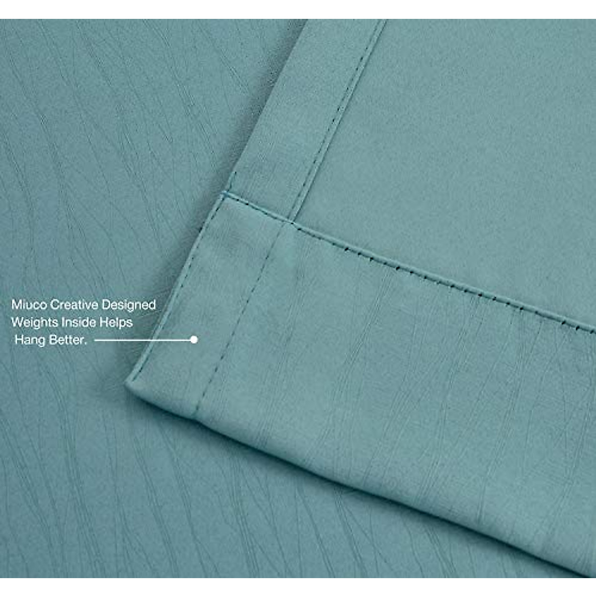 MIUCO Blackout Curtains Room Darkening Curtains Textured Grommet Curtains for Window Treatment 2 Panels 52x63 Inch Long Teal