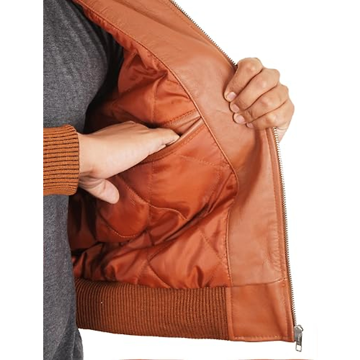 STOREJEES Leather Motorcycle Jacket Men | Brown Bomber Jacket