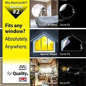 MaximoLife® Ultimate 100% Blackout Blind | Fits Any Window Size & Shape | Super Easy to Set Up and Take Down | 16X Suction Cups 25X Hook Tabs 32X Loop Tabs | Portable Travel Temporary Permanent