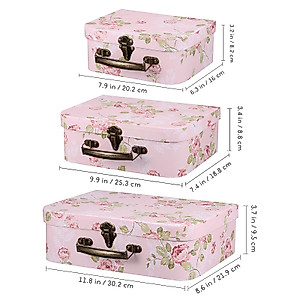 HOMSFOU 3Pcs Paperboard Suitcases Set of 3 Print Doll Clothes Storage Decorative Gift Box Small Party Favor Boxes for Wedding Bridal Shower