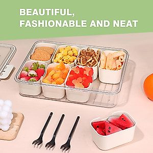 Dualshine Snackle Box and Divided Serving Tray with Lid,Snack Box Container 8 Compartment Tackle Box for Snacks and Travel Snack Container,Snack Containers with Dividers for Fruit and Party（2pack）
