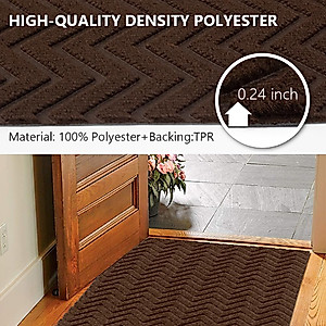 LITA Customized Size Hallway Runner Rug with Rubber Backing, Backed Non-Slip Waterproof, Washable Outdoor Indoor Carpet for Floor, Entryway, Kitchen, Laundry, Balcony, Garage, Brown Triangle, 2' x 10'