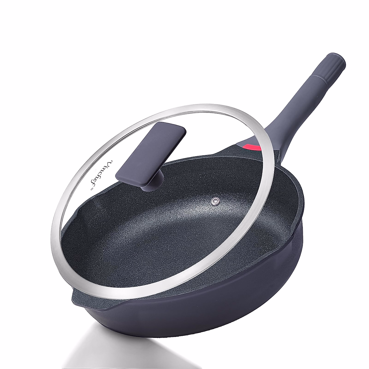 Vinchef Nonstick Frying Pan With Lid, 10 Inch Chef's Pan Deep Anti Scratch, Cast Aluminum Cooking Pan, Multi Stovetops Compatible, Dishwasher Safe