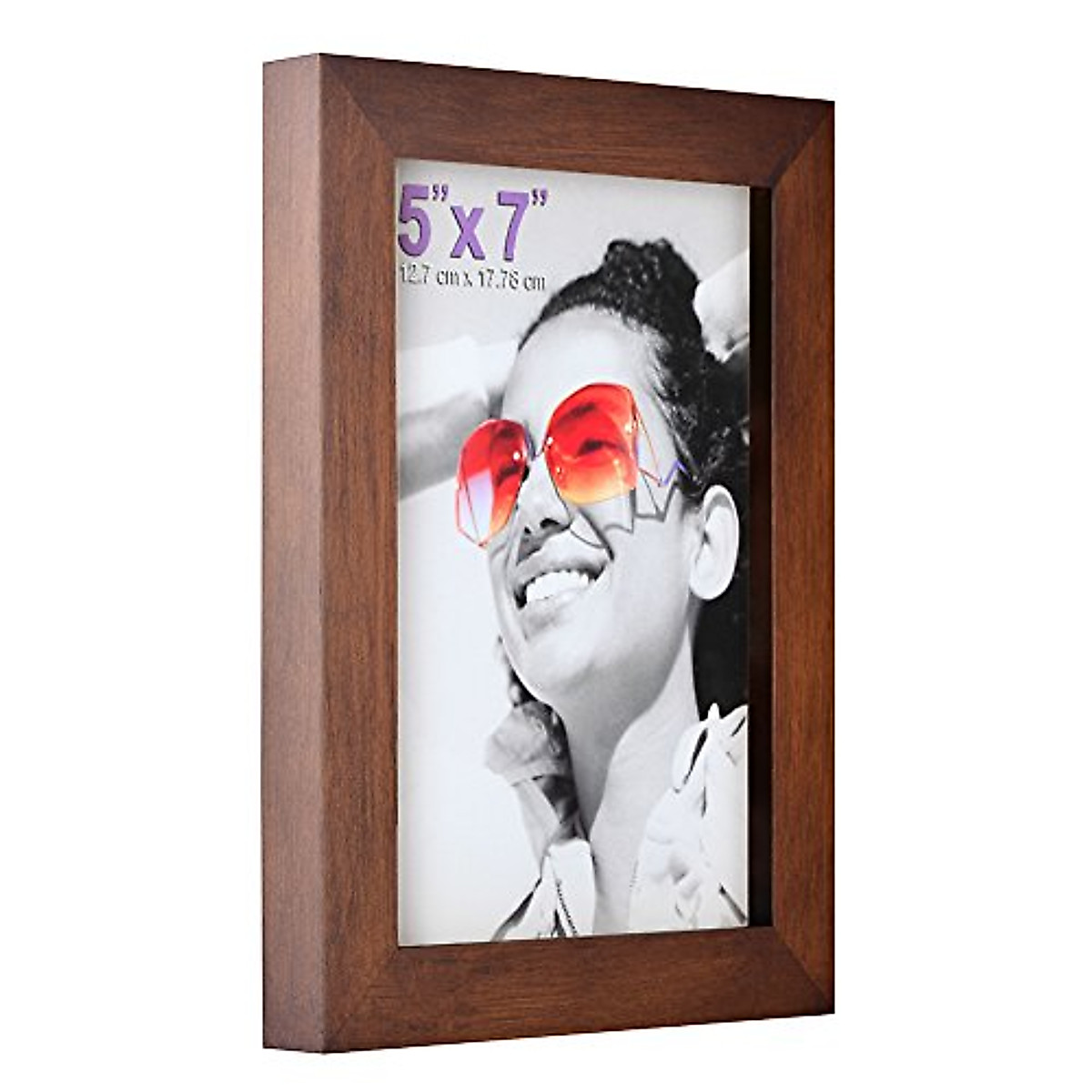 RPJC 5x7 Picture Frames Made of Solid Wood High Definition Glass for Table Top Display and Wall Mounting Photo Frame Brown