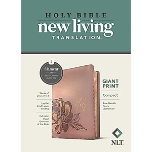 NLT Compact Giant Print Bible, Filament-Enabled Edition (LeatherLike, Rose Metallic Peony, Red Letter)