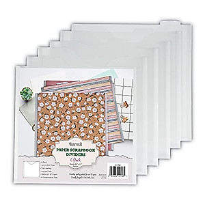 Samsill Scrapbook Paper Storage Organizer, 6 Count of Individual Top Loading Files with Customizable Tabs, Holds 12 x 12 Inch Scrapbook Paper, Vinyl Paper, Photos, Clear, PVC and Acid Free, 6 Pack