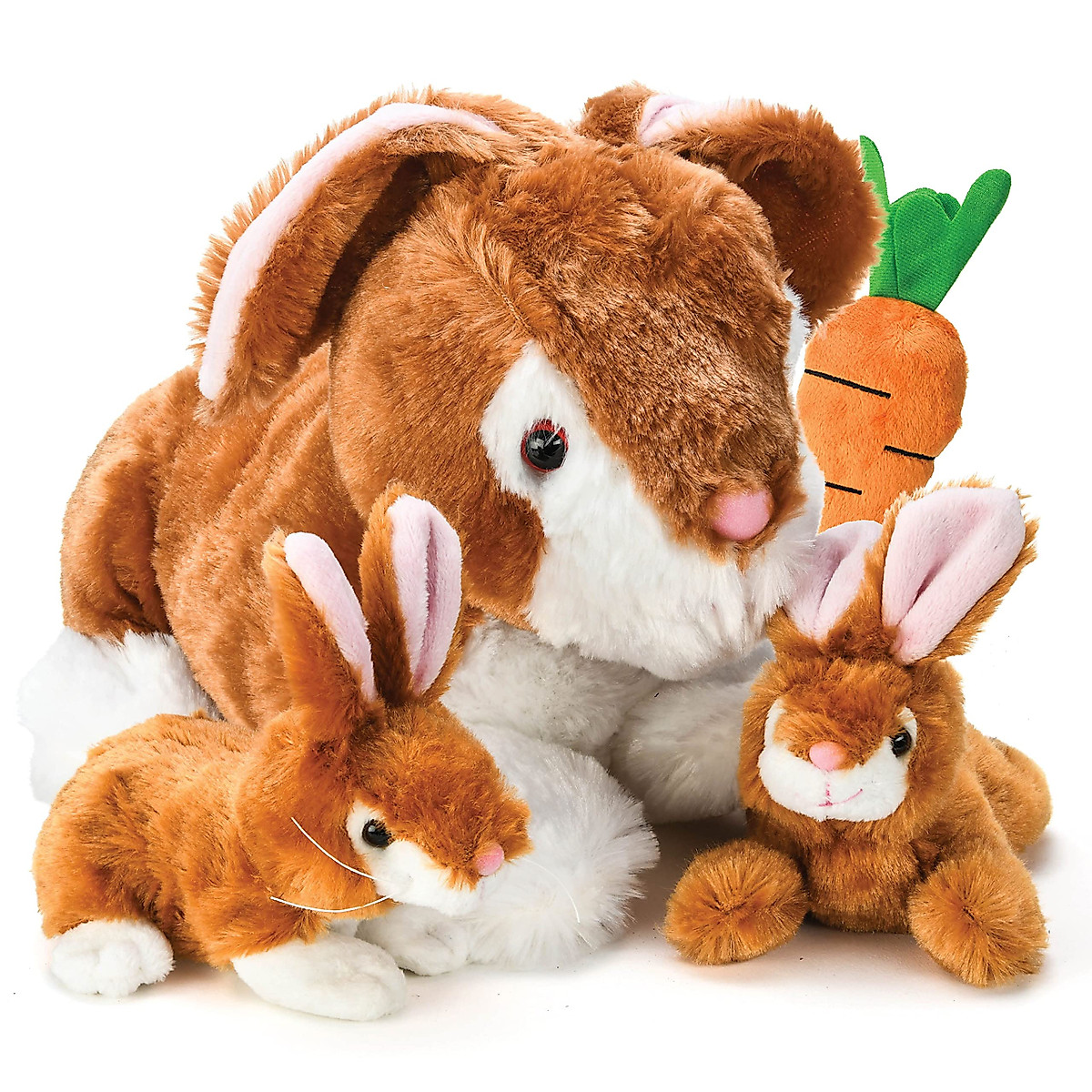 Prextex Plush Bunny Rabbit with Zippered Pouch for Little Baby Bunnies, Bunny Stuffed Animal, Easter Bunny Stuffed Animal, Stuffed Animal with Babies Inside - Perfect for Easter Gift and Easter Basket