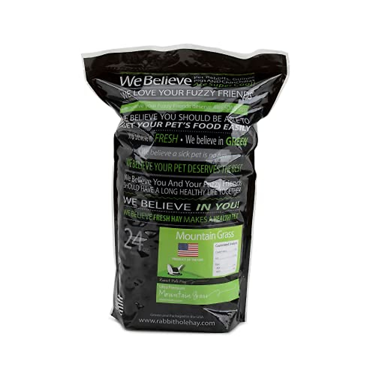 Rabbit Hole Hay Ultra Premium, Hand Packed Mountain Grass for Your Small Pet Rabbit, Chinchilla, or Guinea Pig (24oz)