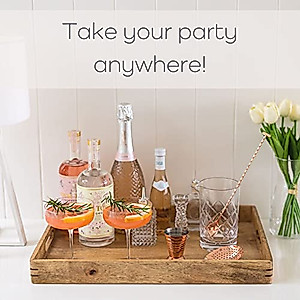 Otucha Large Ottoman Tray, 20 x 14 inches, Real Wood Large Serving Tray with Handles, Sturdy Design, Decorative Tray for Coffee Table (Natural)