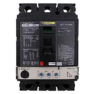 Square D HJP36100CU33X PowerPact Circuit Breaker, HJ-150, 3-Pole, 100A, 600V