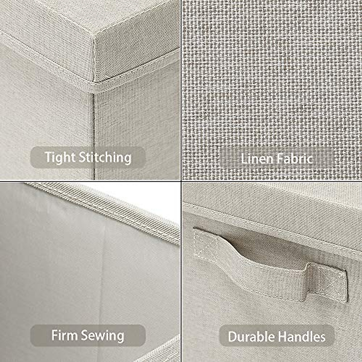 HOONEX Foldable Storage Bins with Lids, 2 Pack, Storage Boxes with Carrying Handles and Study Heavy Cardboard, 16.5" L x 11.8" W x 7.5" H for Toy, Shoes, Books, Clothes, Linens, Nursery, Beige