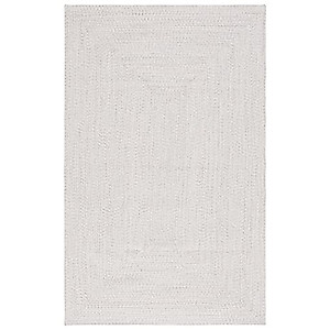 SAFAVIEH Braided Collection 8' x 10' Ivory/Light Grey BRA201A Handmade Farmhouse Living Room Dining Bedroom Area Rug