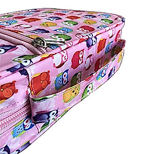 Keelie-Pink Owl Bible Cover for Women Book Cover for Girls Scripture Tote Bible Case with Handle Fits for Standard Size Bible