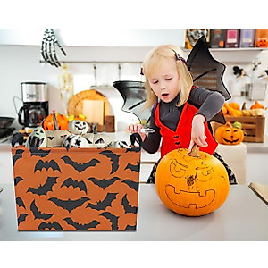 NTAOHAMPER Rectangular Storage Basket,Collapsible Gift Basket with Handles,Kids Toys/Books Box,Room Decor(Bat)