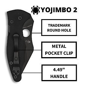Spyderco Yojimbo 2 Specialty Tactical Knife with 3.2" CPM S30V Steel Black Wharncliffe Blade and Durable Black G-10 Handle - PlainEdge - C85GPBBK2