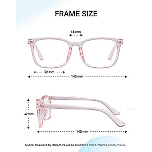 EYLRIM Square Frame Clear Lens Glasses Non Prescription Eyeglasses(A5 Transparent pink)