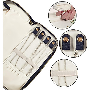 FEMIECHO Travel Jewelry Organizer Case - for Tangle-Free Necklaces, Earrings, Rings, Bracelets Storage, Travel Essentials, Fashion Portable Jewelry Travel bags for Women - Medium Black