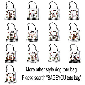 My Love Ladybugs and Dog Tote Bag German Boxer Puppy Rustic Floral Vine Wave Stripe Spring Farmhouse Funny Puppy Animal Pet Decor Shoulder Bag Handbag Casual Tote