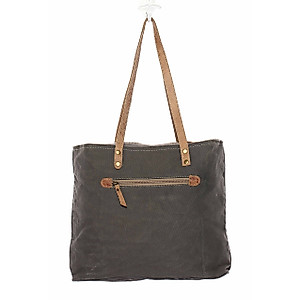 Myra Bag Leaf Print Cowhide & Upcycled Canvas Tote Bag S-1140