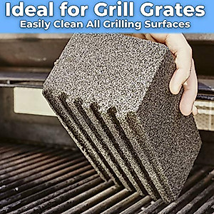 Non Toxic, Restaurant Grade Grill Cleaning Brick 4 Pk. Reusable, Non Scratch Pumice Stone Bricks for Smoker, Flat Top Grill, BBQ Grate, Flattop and Cast Iron. Best 4x4x8" Griddle Cleaner Tool Block.