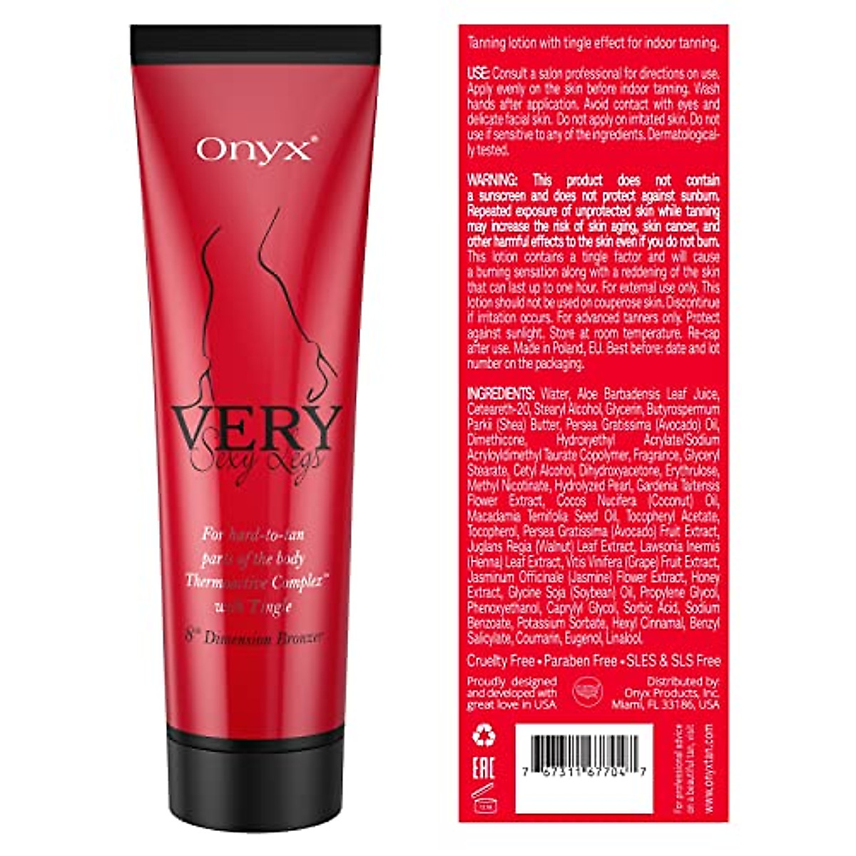Onyx Very Sexy Legs Tingle Indoor Tanning Bed Lotion - Premium Outdoor Tanning Lotion with Bronzer for Legs & Hard-To-Tan Body Parts - Thermoactive Complex - Hot Tingle Tanning Formula for Women